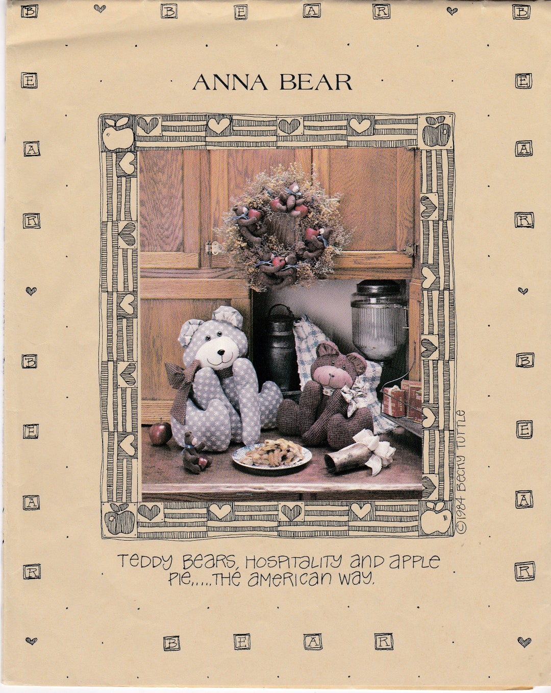 Teddy Bear Pattern Fabric Stuffed Happy Anna Bear 15 Tall and Bryan ...