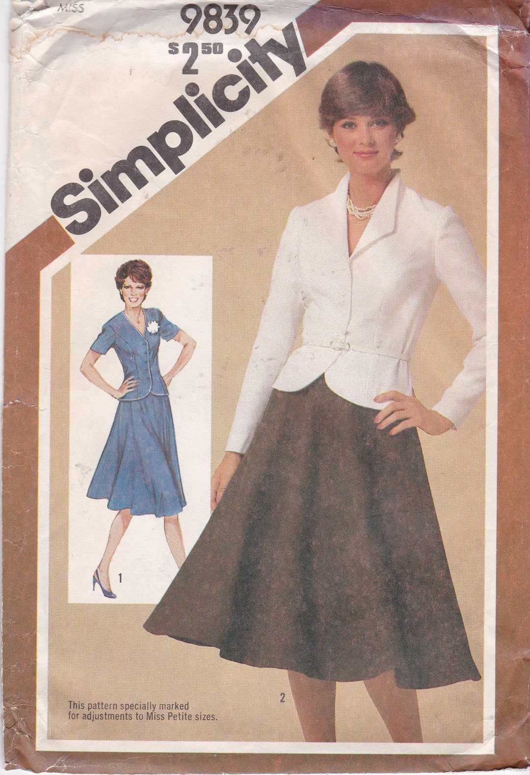 Jacket and Skirt Patterns Misses' Size 12 Bust 34 Unlined Fitted Jacket ...