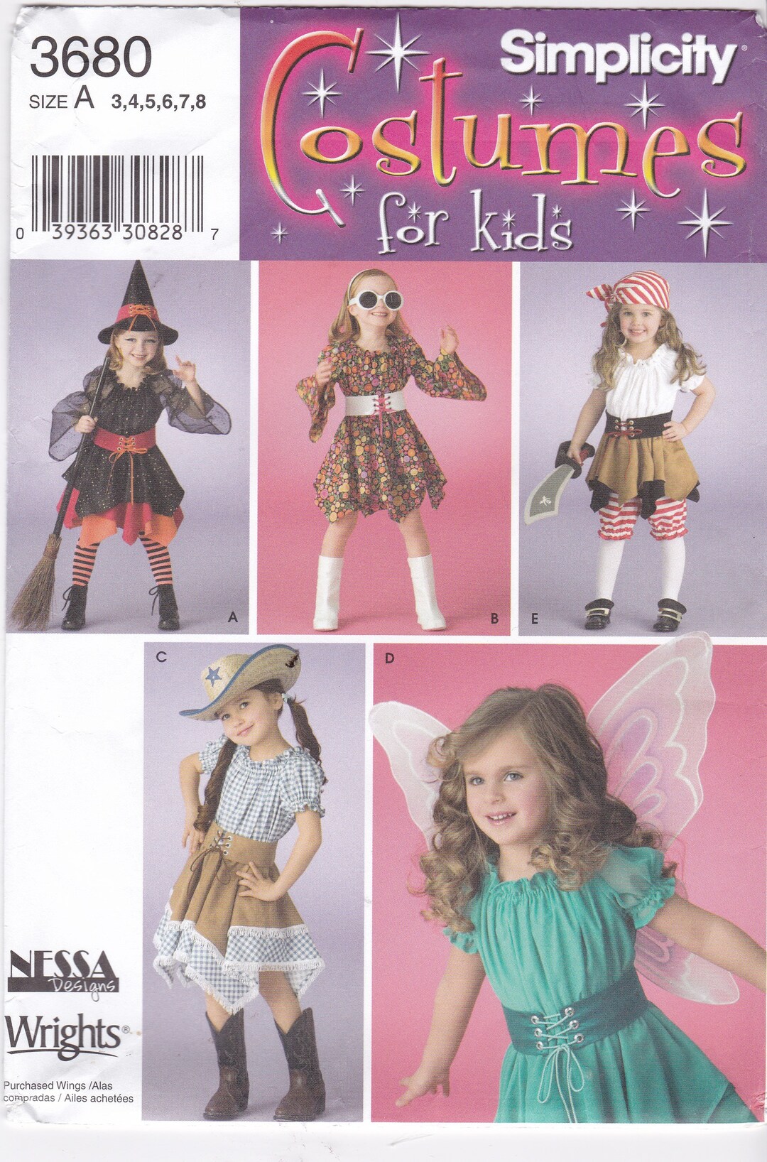 Kids' Costume Patterns Children's Sizes 3 4 5 6 7 8 Witch, Pirate ...