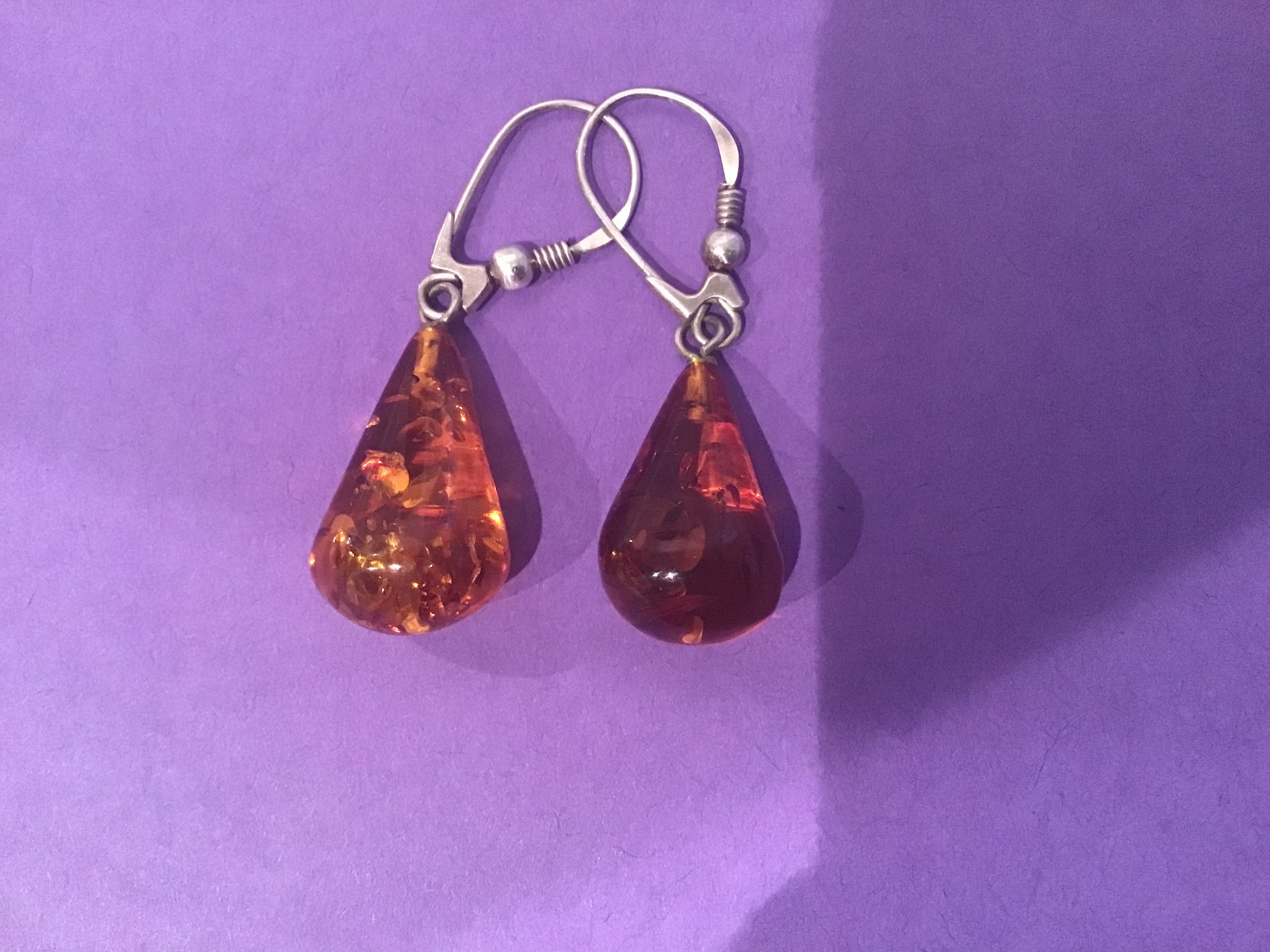 Sparkly Amber Colored Tear Shaped Drop Earrings - Etsy
