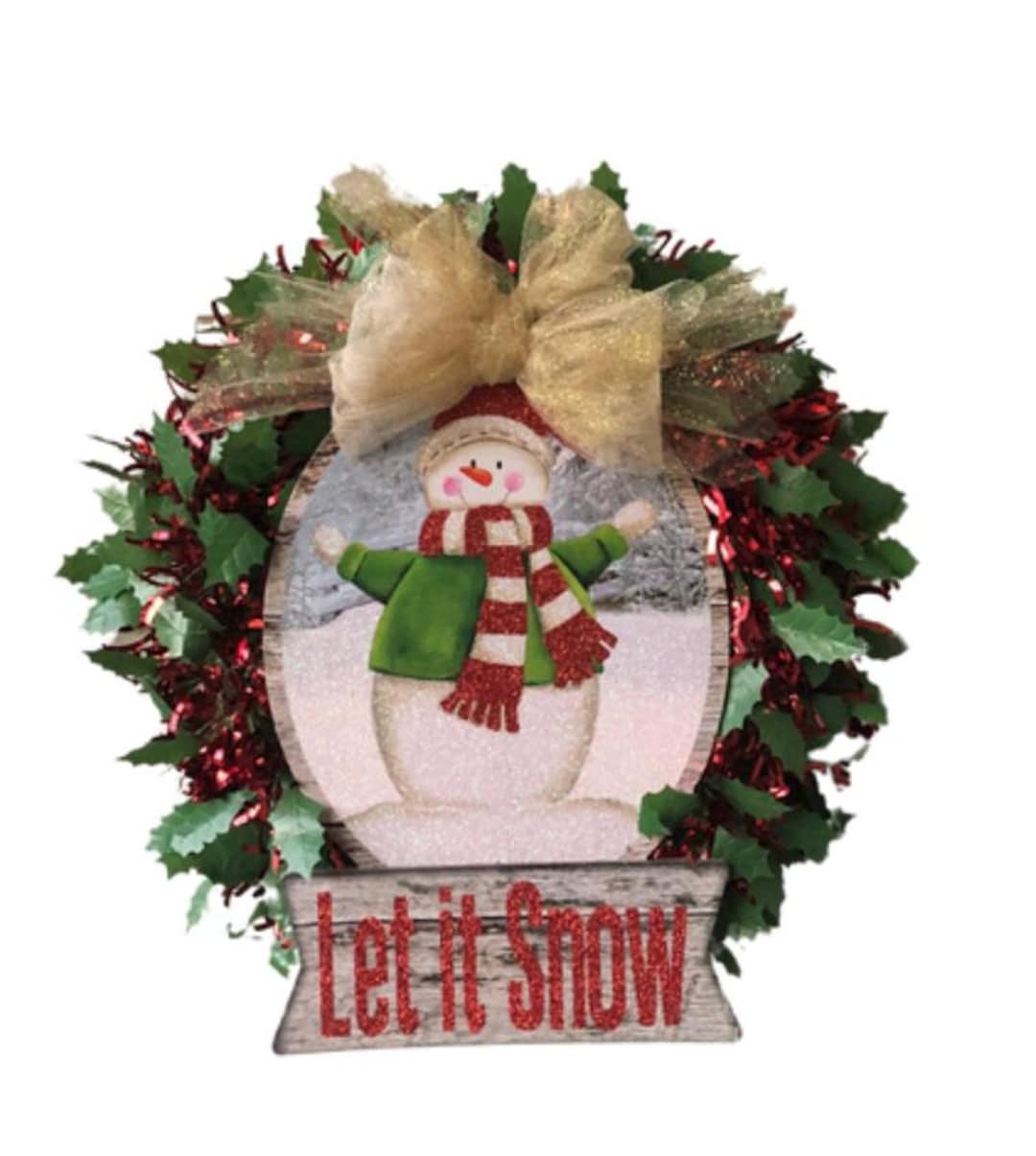 Holiday Snowman Wreath - Etsy