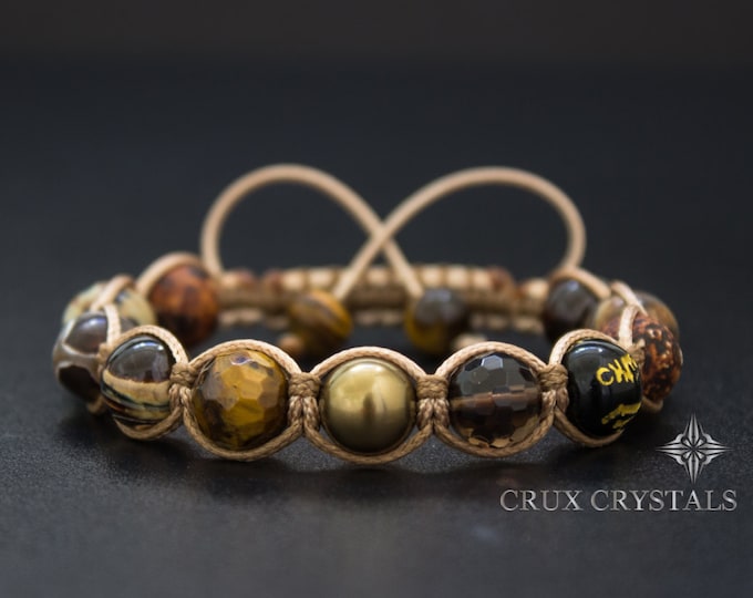 Shamballa Bracelet Tibetan Monk, Natural Stone, Brown Macrame Bracelet ...