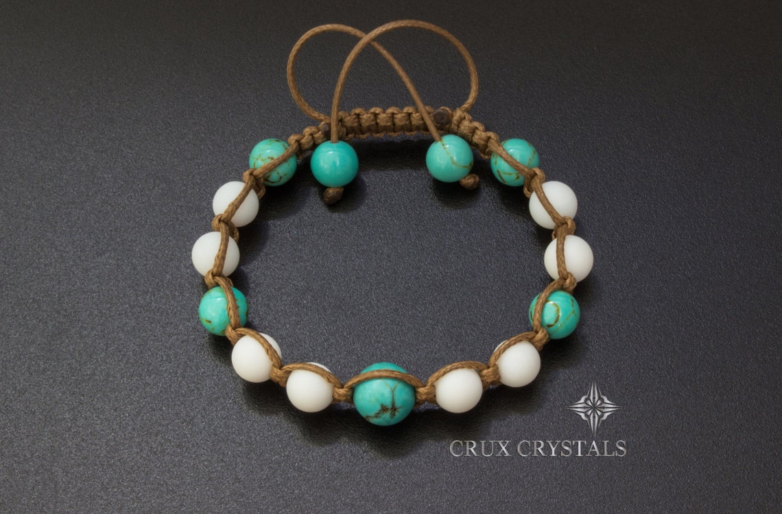 Blue Turquoise Shamballa Bracelet Women's Natural Stone - Etsy