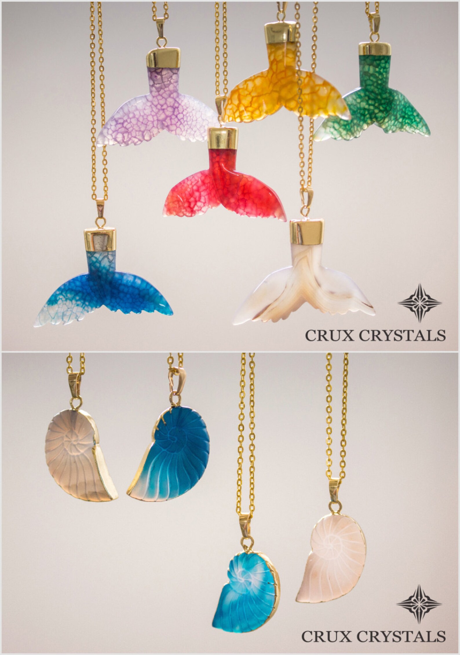 ON SALE!!! - Mermaid Tale Agate Pendant, Whale Tale Statement Necklace ...