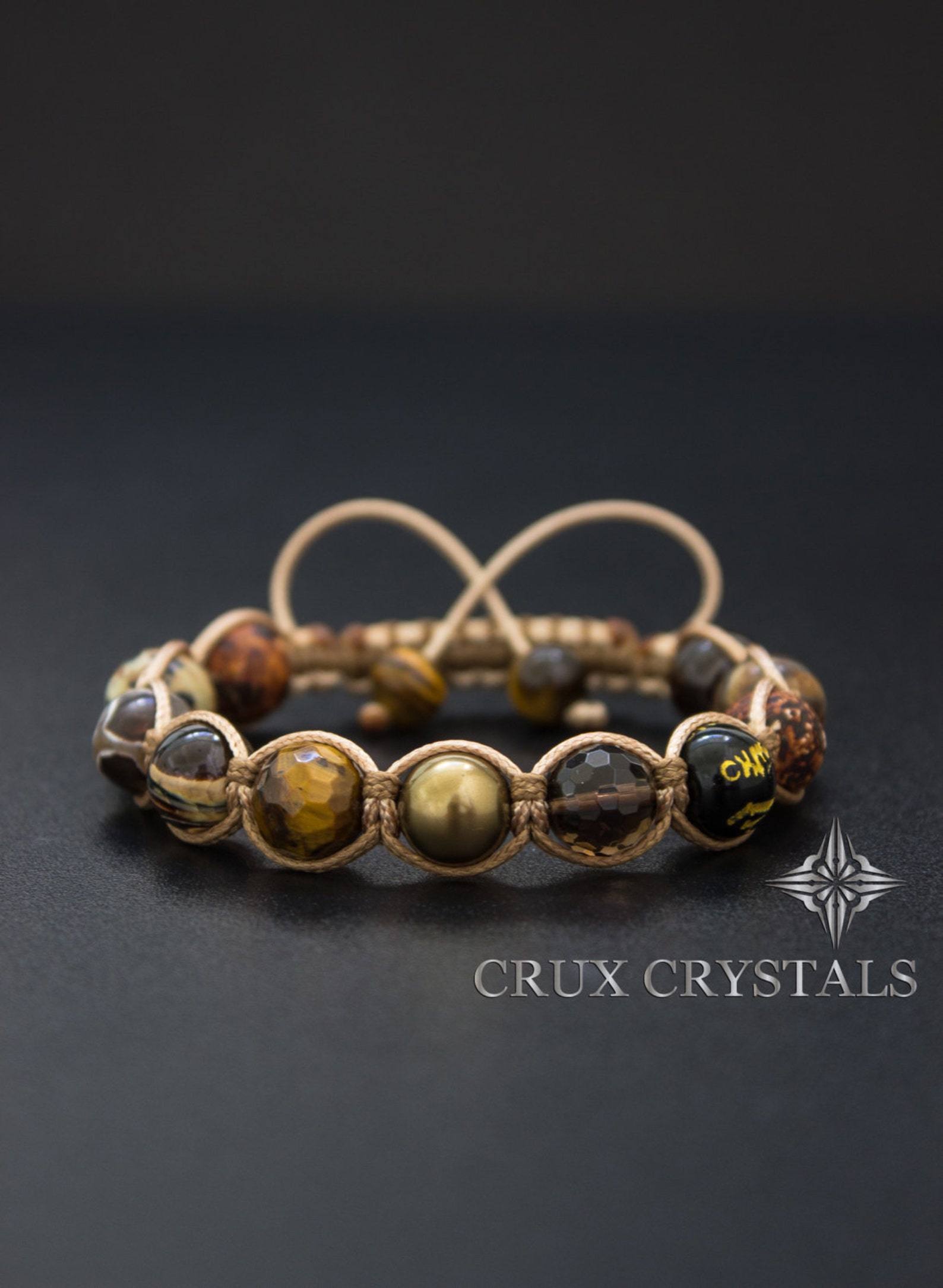 Shamballa Bracelet Tibetan Monk Natural Stone Brown Macrame - Etsy