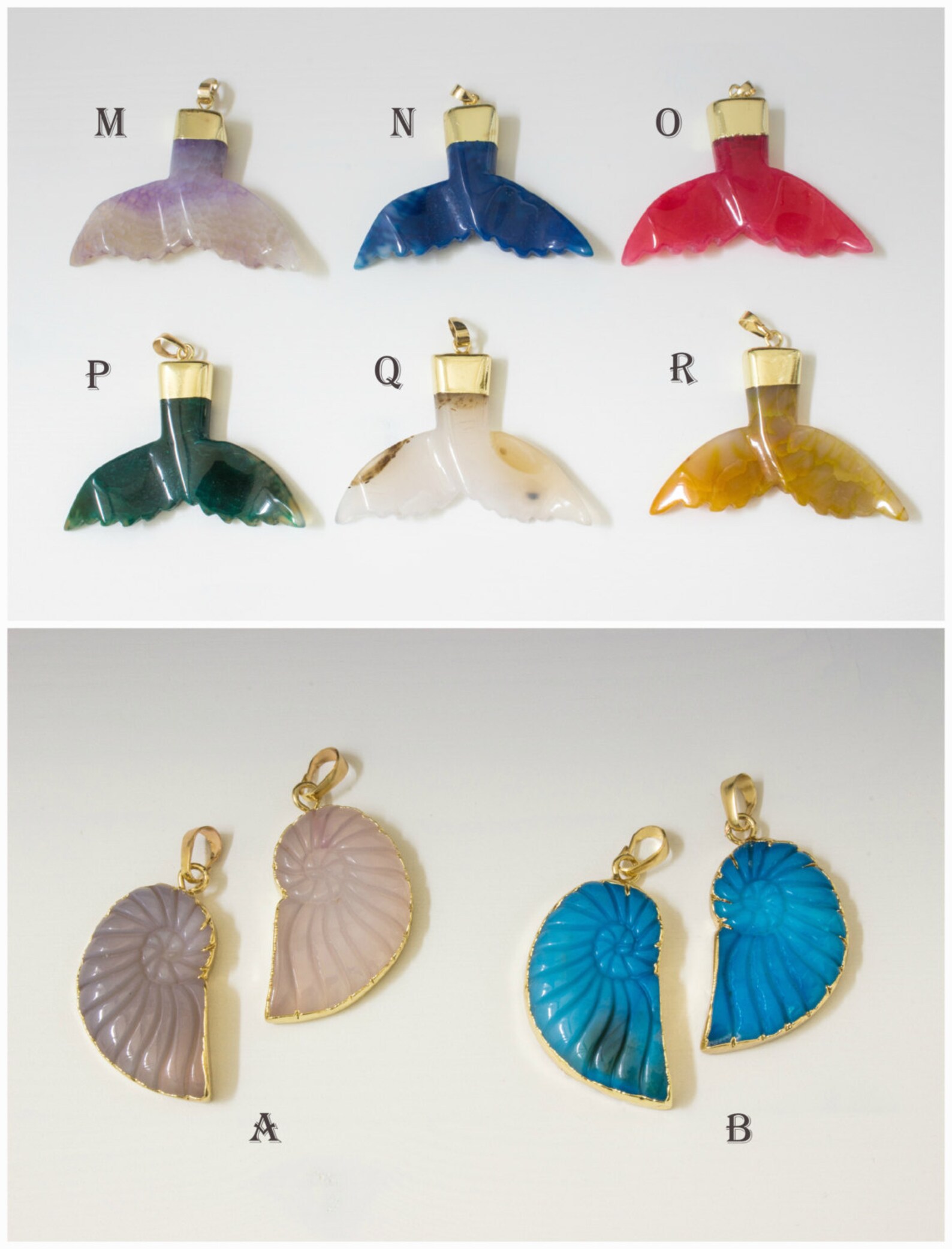 ON SALE!!! - Mermaid Tale Agate Pendant, Whale Tale Statement Necklace ...
