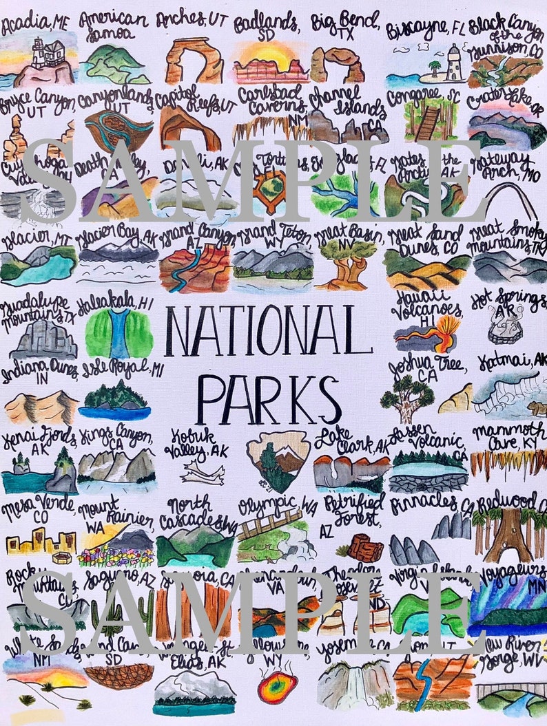 National Parks Poster/ Instant Download/ Perfect Gift/ Outdoor Lover - Etsy