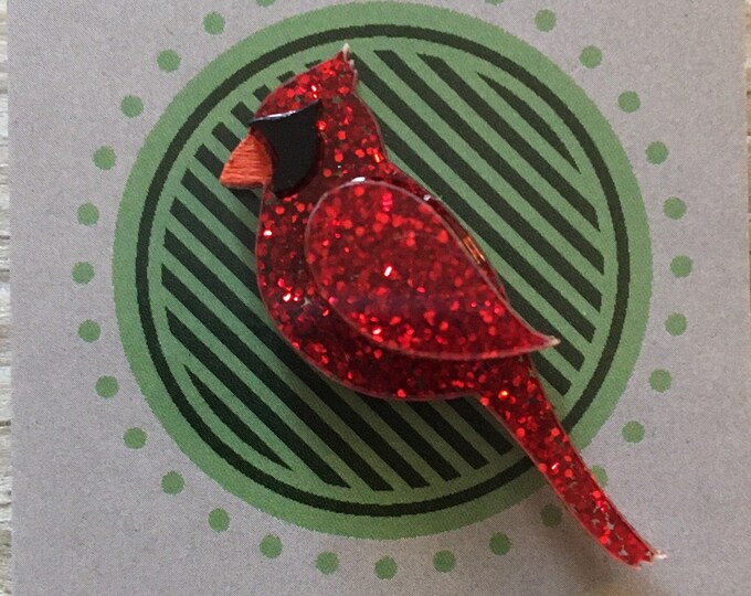 Red Glitter Cardinal Pin Acrylic Bird Lover Gift - Etsy
