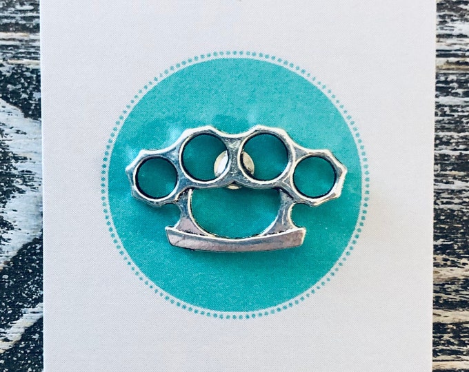 Knuckle Duster Lapel Pin Silver Tone Men's Fashion Suit Jacket ...