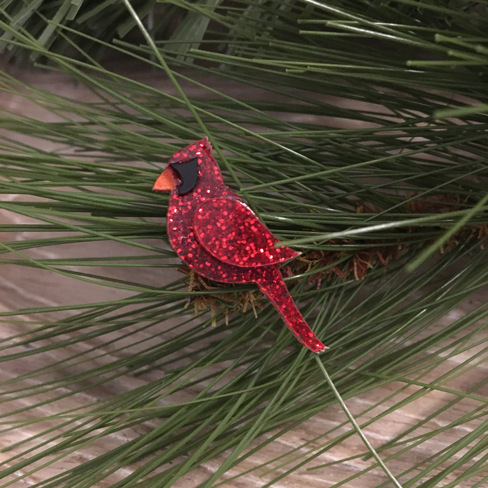 Red Glitter Cardinal Pin Acrylic Bird Lover Gift | Etsy