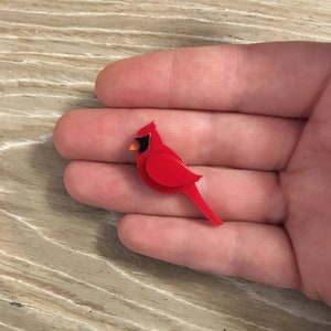 Cardinal Pin Layered Acrylic Bird Lover Gift Red Cardinal Brooch Bird ...