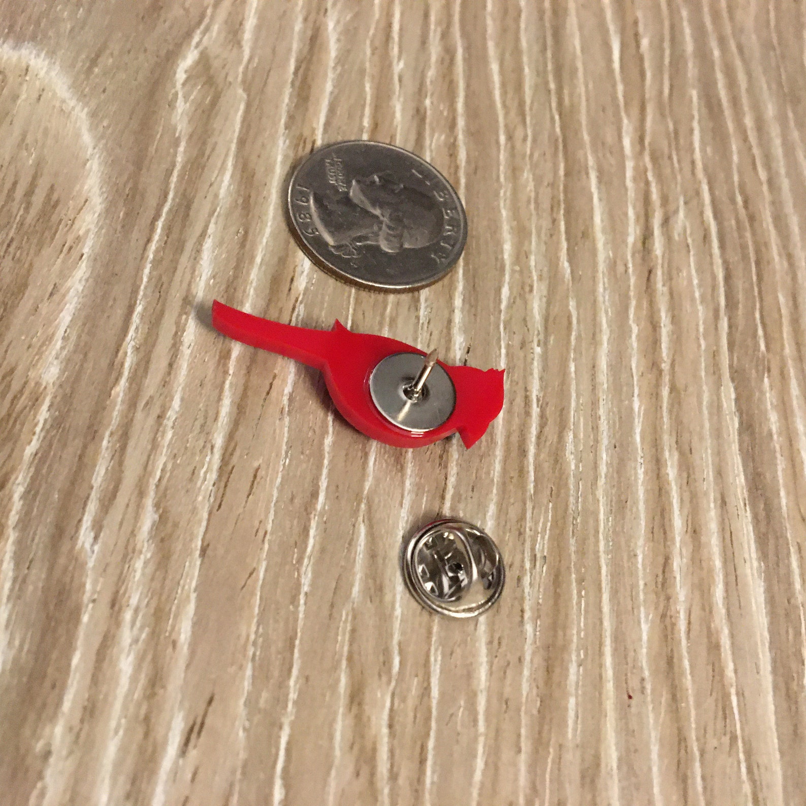 Cardinal Pin Red Glitter Wing Acrylic Bird Lover Gift | Etsy