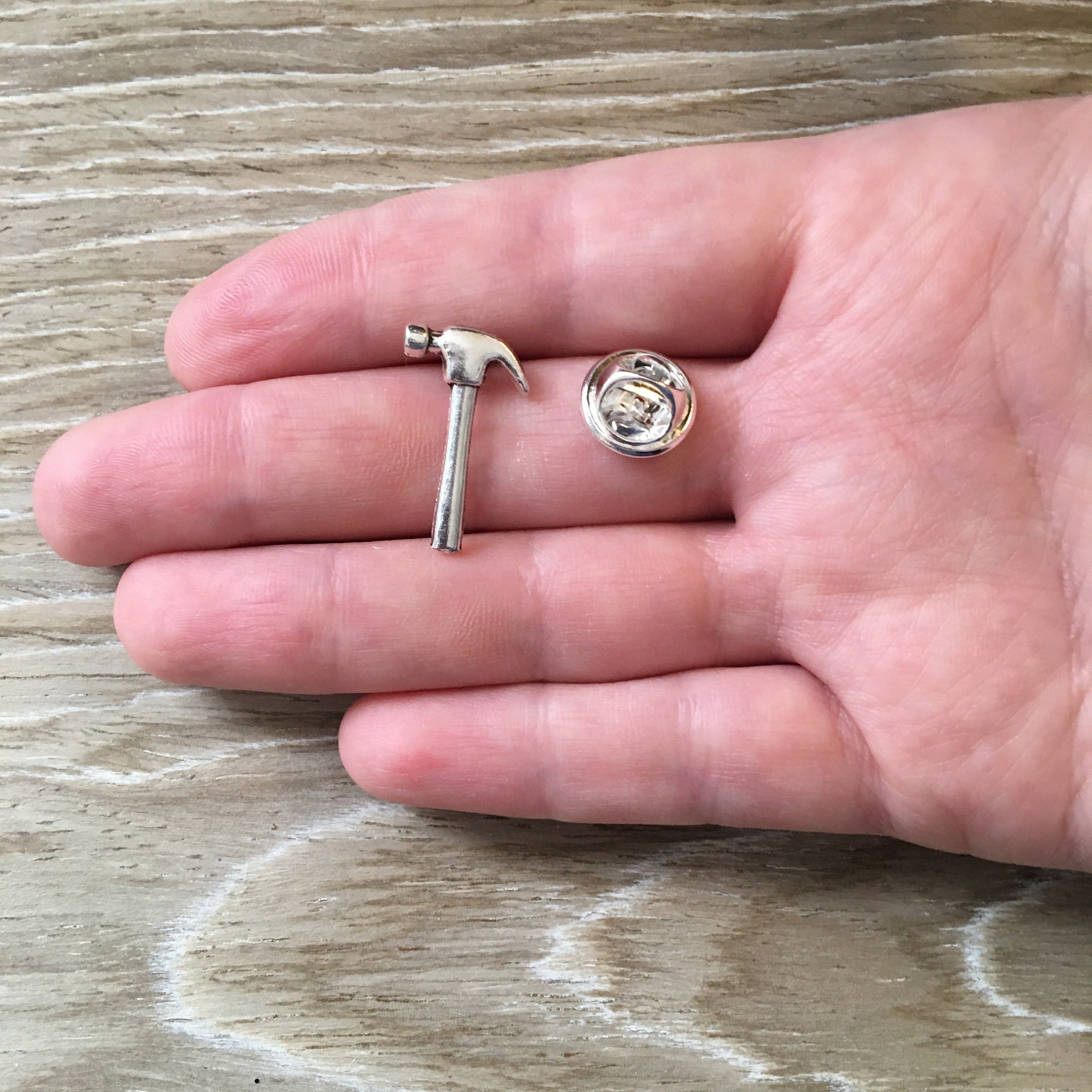 Hammer Lapel Pin / Tie Tack Silver Tone Carpenter | Etsy