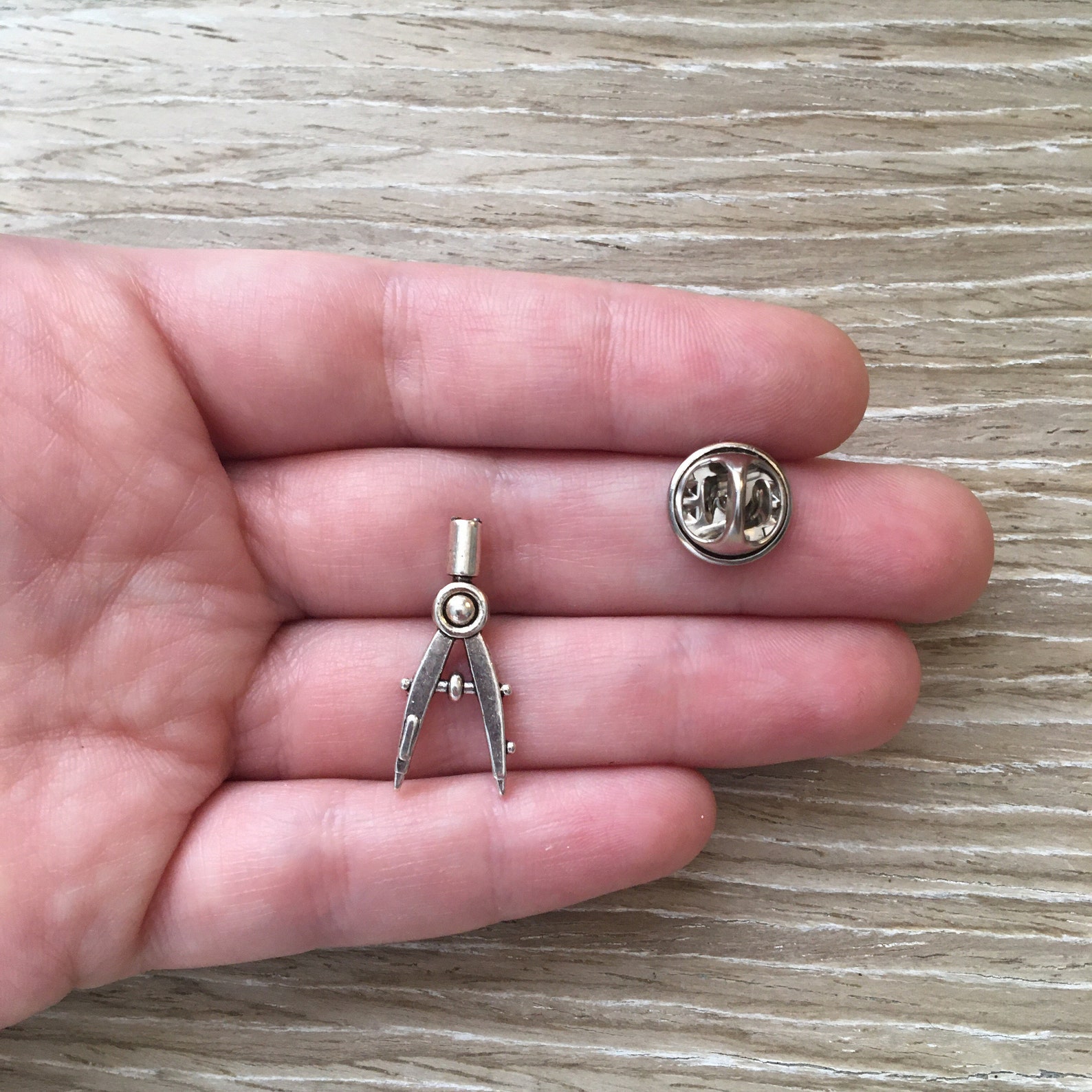 Compass Tool Lapel Pin / Tie Tack Silver Tone Geometry | Etsy