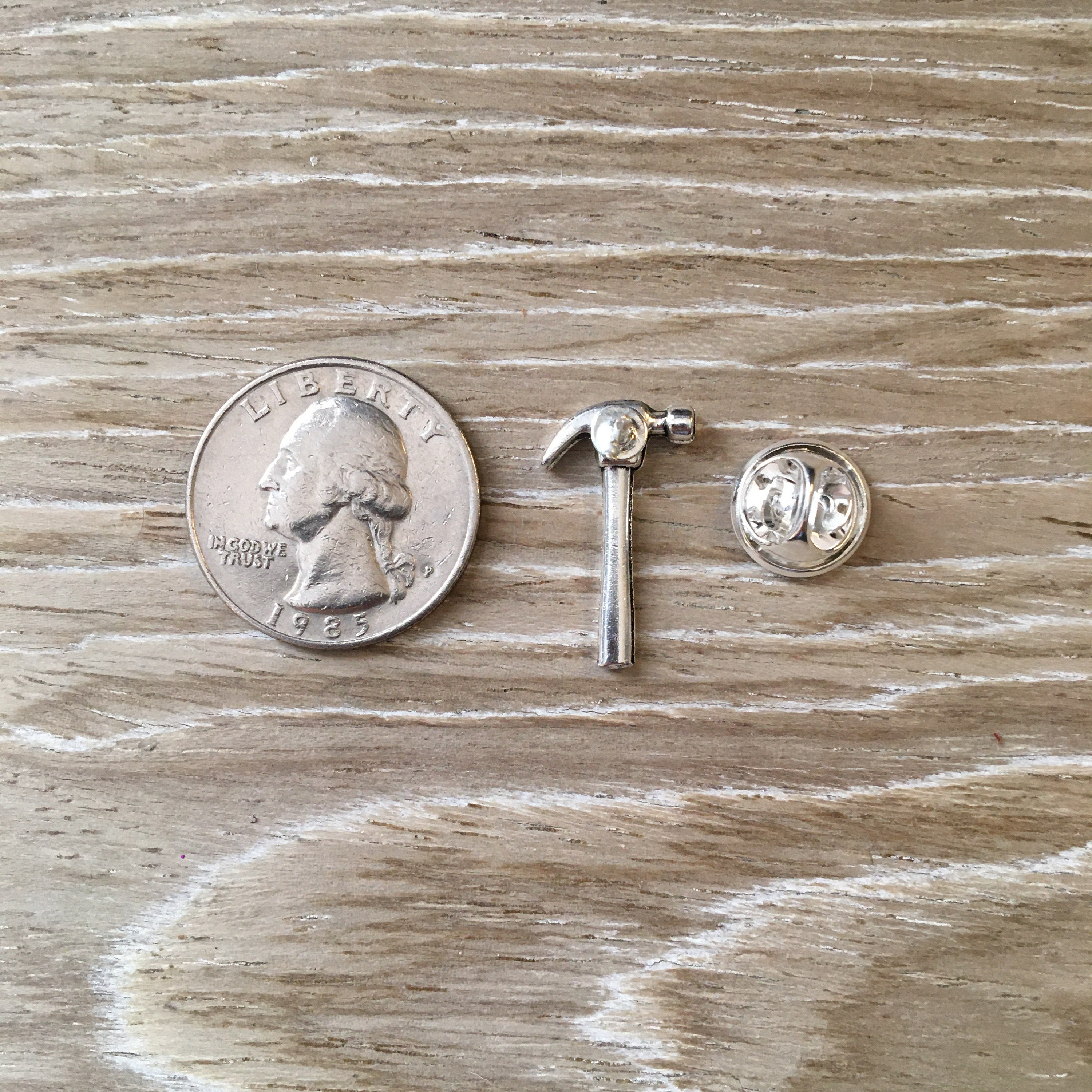 Hammer Lapel Pin / Tie Tack Silver Tone Carpenter | Etsy