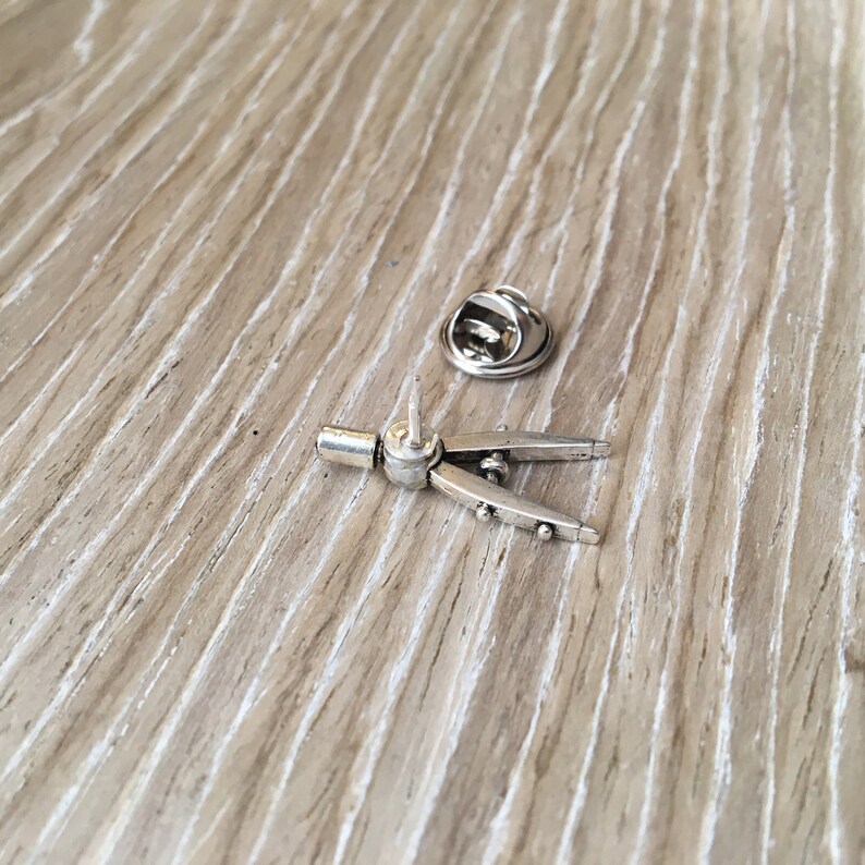 Compass Tool Lapel Pin / Tie Tack Silver Tone Geometry | Etsy