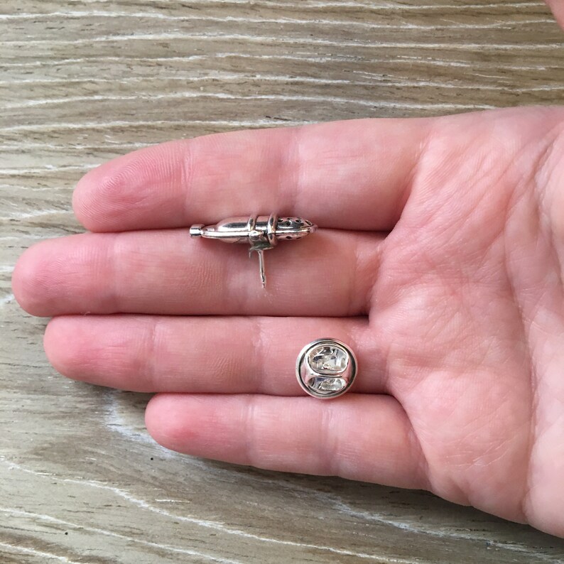 Retro Microphone Lapel Pin / Tie Tack Antique Silver Tone | Etsy