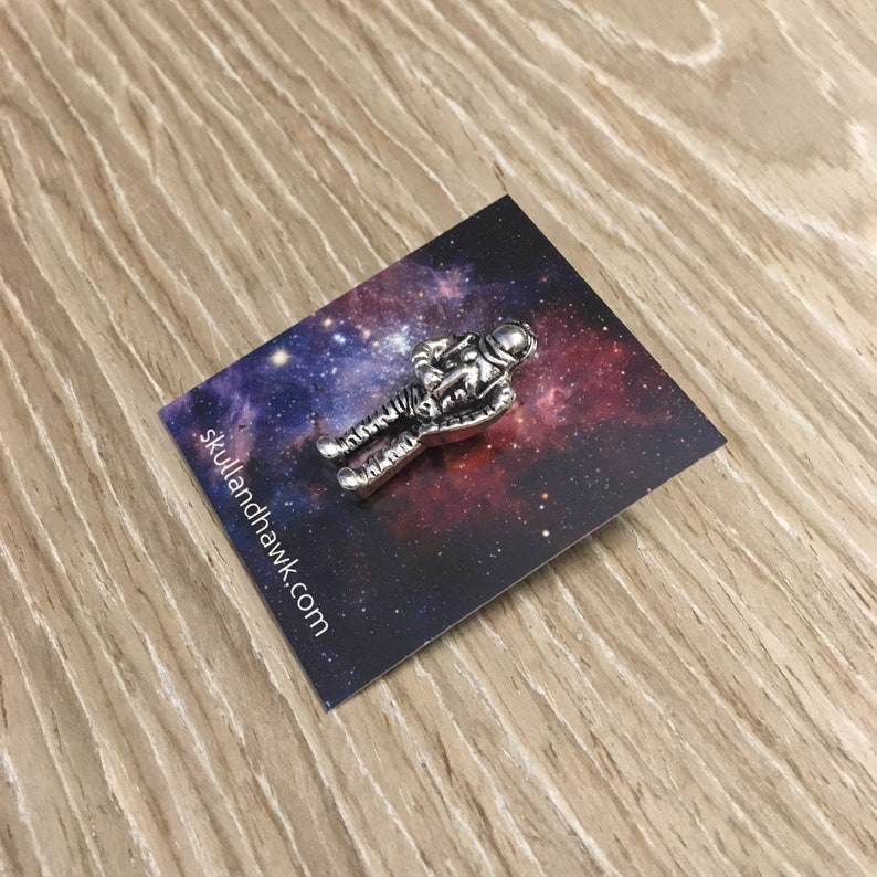 Astronaut Lapel Pin Silver Tone Metal Tack Backing With Etsy