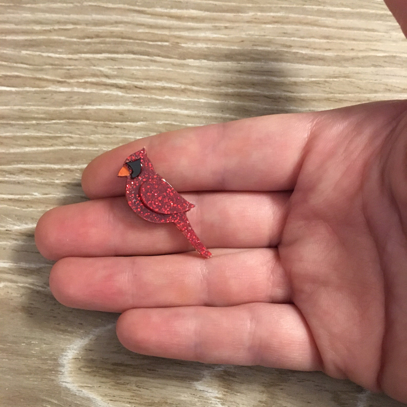 Red Glitter Cardinal Pin Acrylic Bird Lover Gift | Etsy