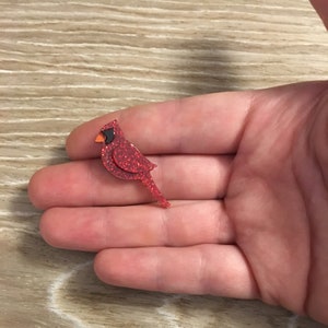 Red Glitter Cardinal Pin Acrylic Bird Lover Gift | Etsy