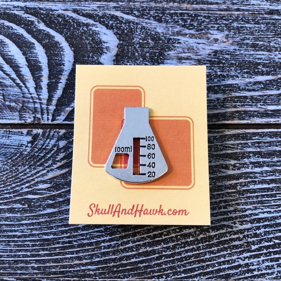 Erlenmeyer Flask Pin Beaker Tie Tack Silver Tone Science - Etsy