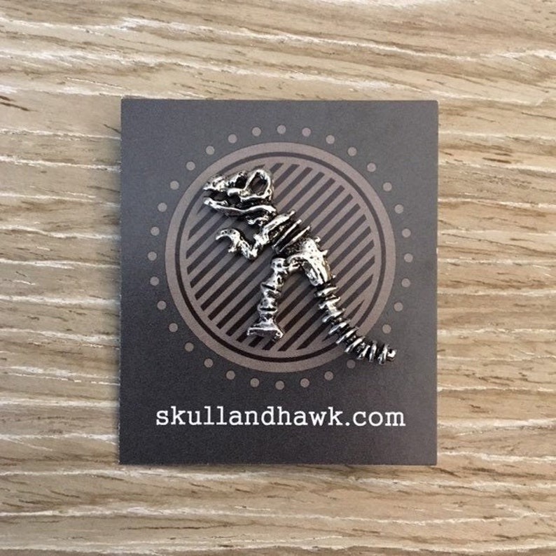 T-rex/tyrannosaurus Rex Dinosaur Bone Lapel Pin Silver Tone - Etsy