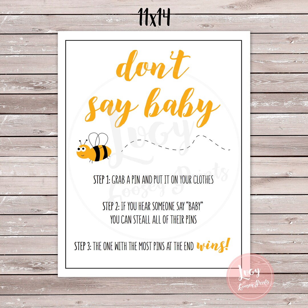 Don't Say Baby Instant Download, Printable Game / Sign, Bee Theme, Baby ...