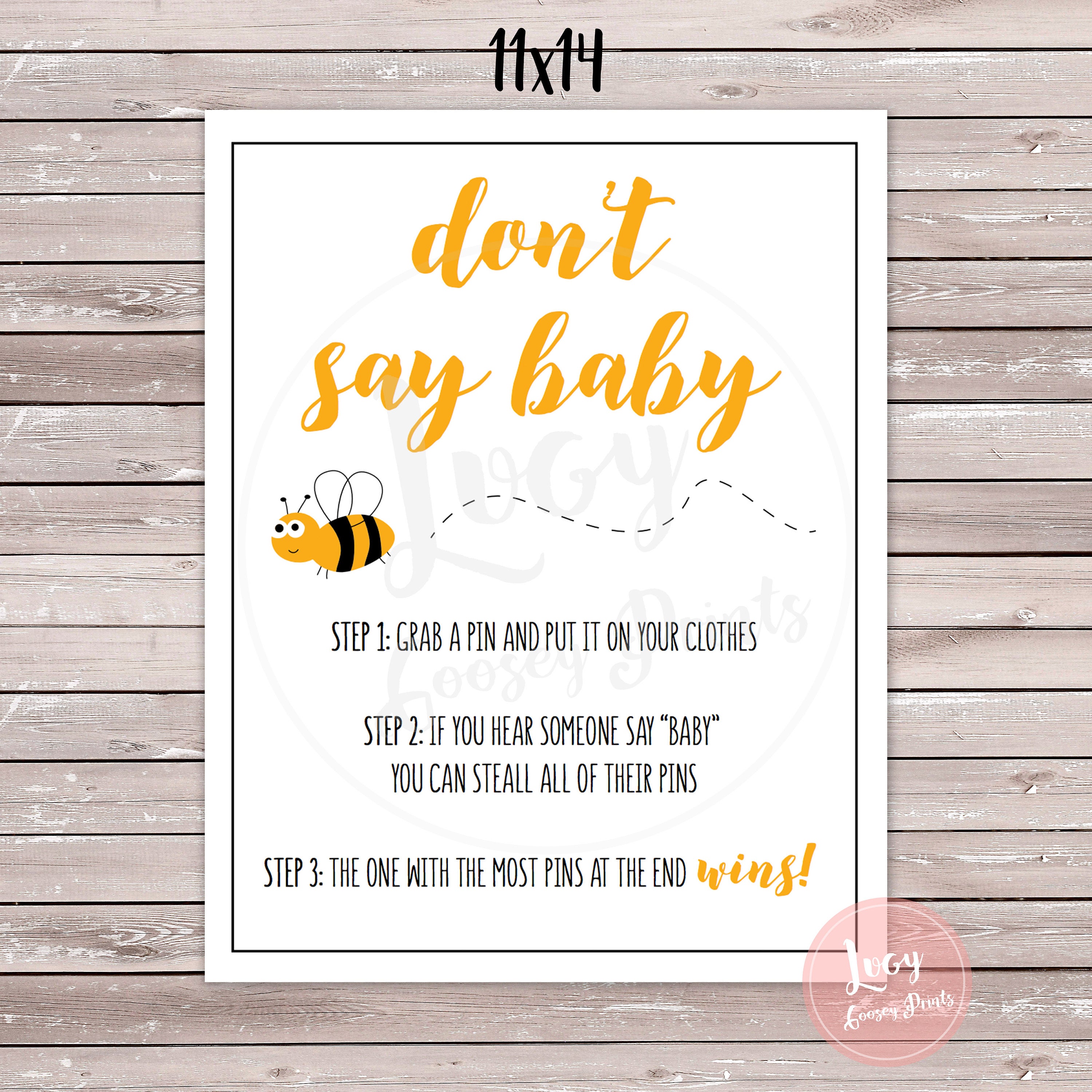 Don't Say Baby Instant Download, Printable Game / Sign, Bee Theme, Baby ...