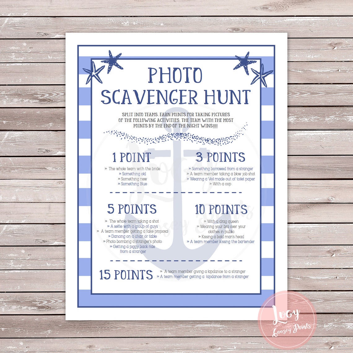 Photo Scavenger Hunt - Instant Download - Printable Game - Nautical ...