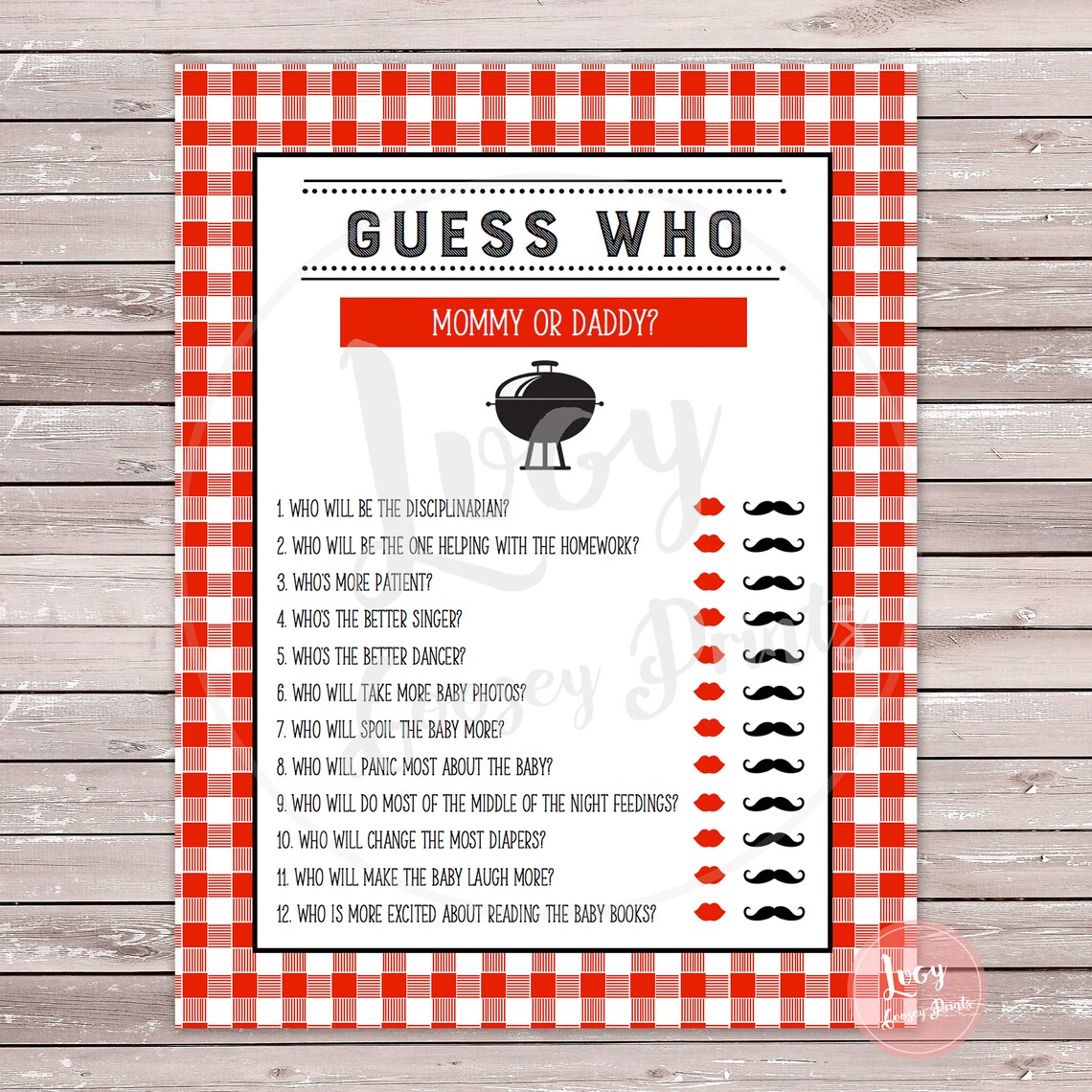 Guess Who - BBQ (baby Q) Themed Baby Shower Game - Instant Download - Etsy