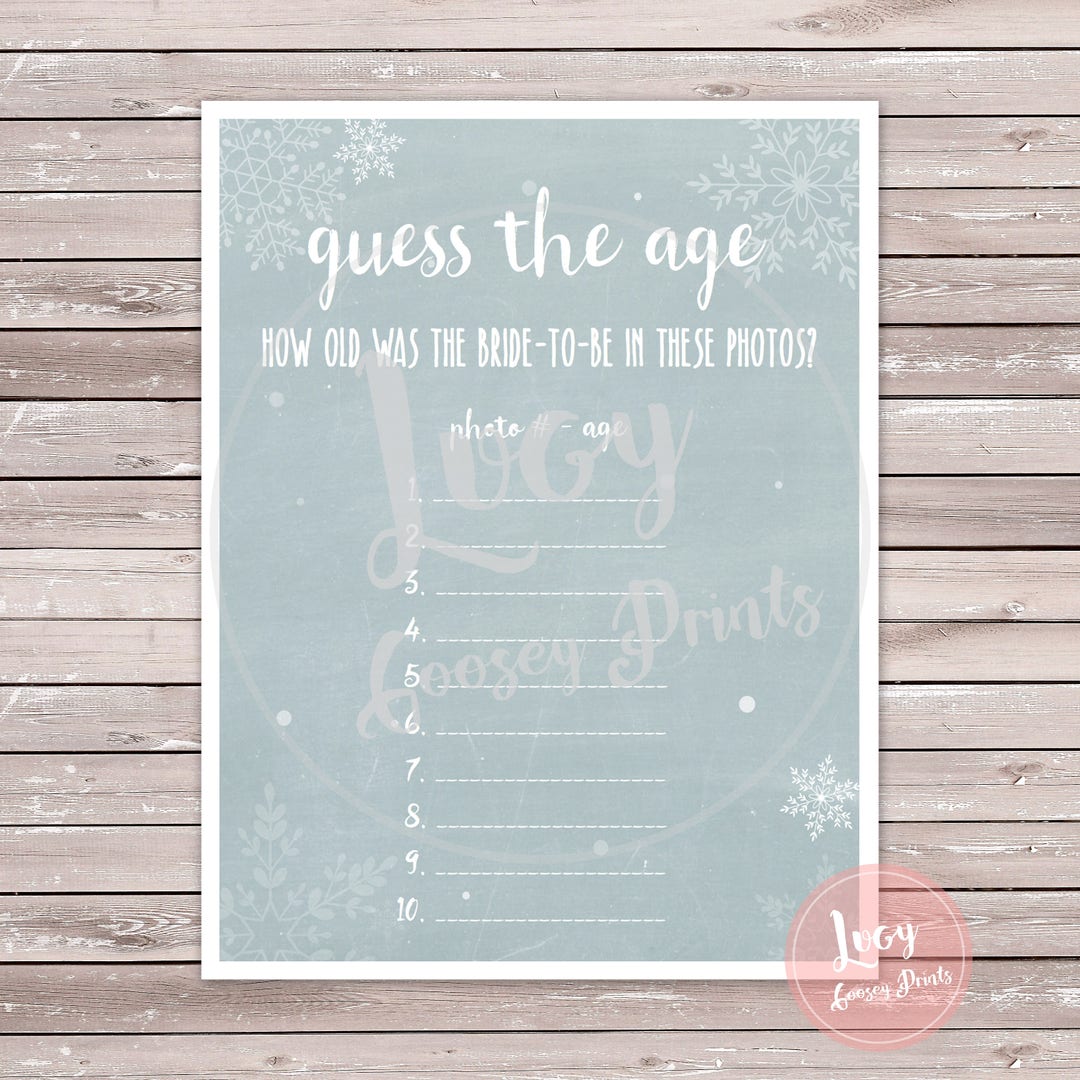 Guess the Age of the Bride-to-be - Instant Download, Printable Game ...