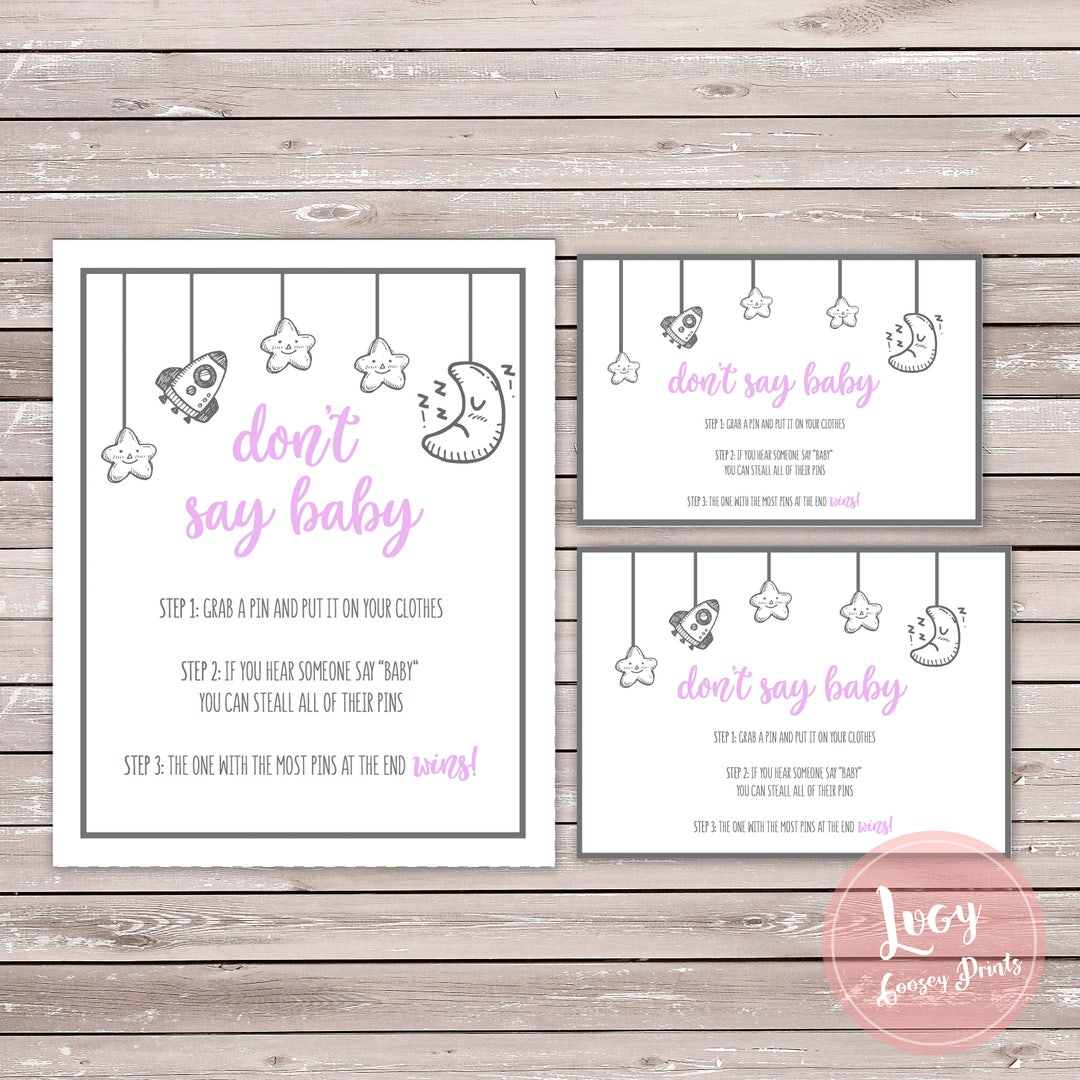 Baby Shower - Tema Espacial - Juego Imprimible No Digas Bebé (Rosa y ...