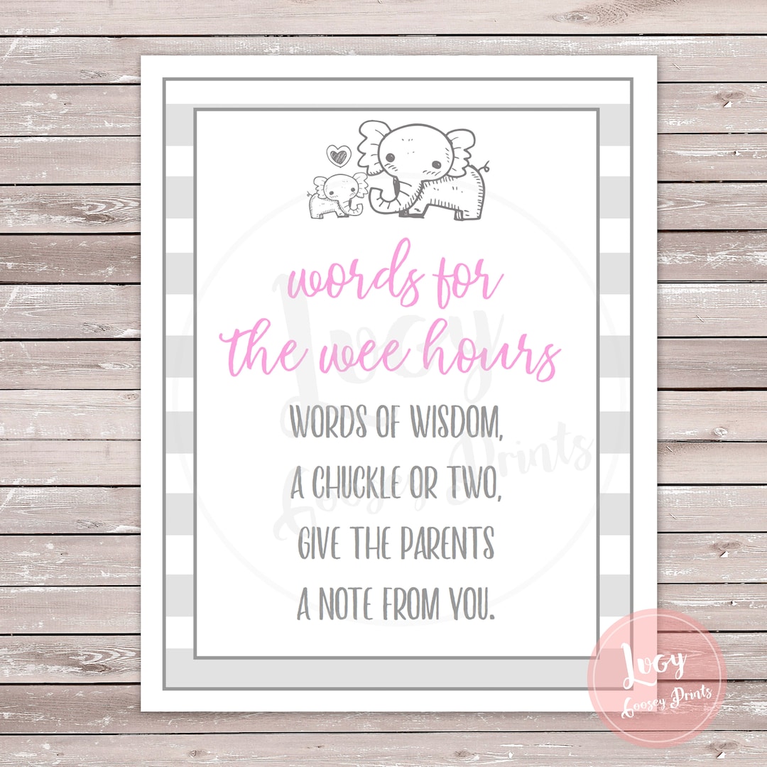 Words for the Wee Hours Instant Download, Printable Sign, Baby Shower ...