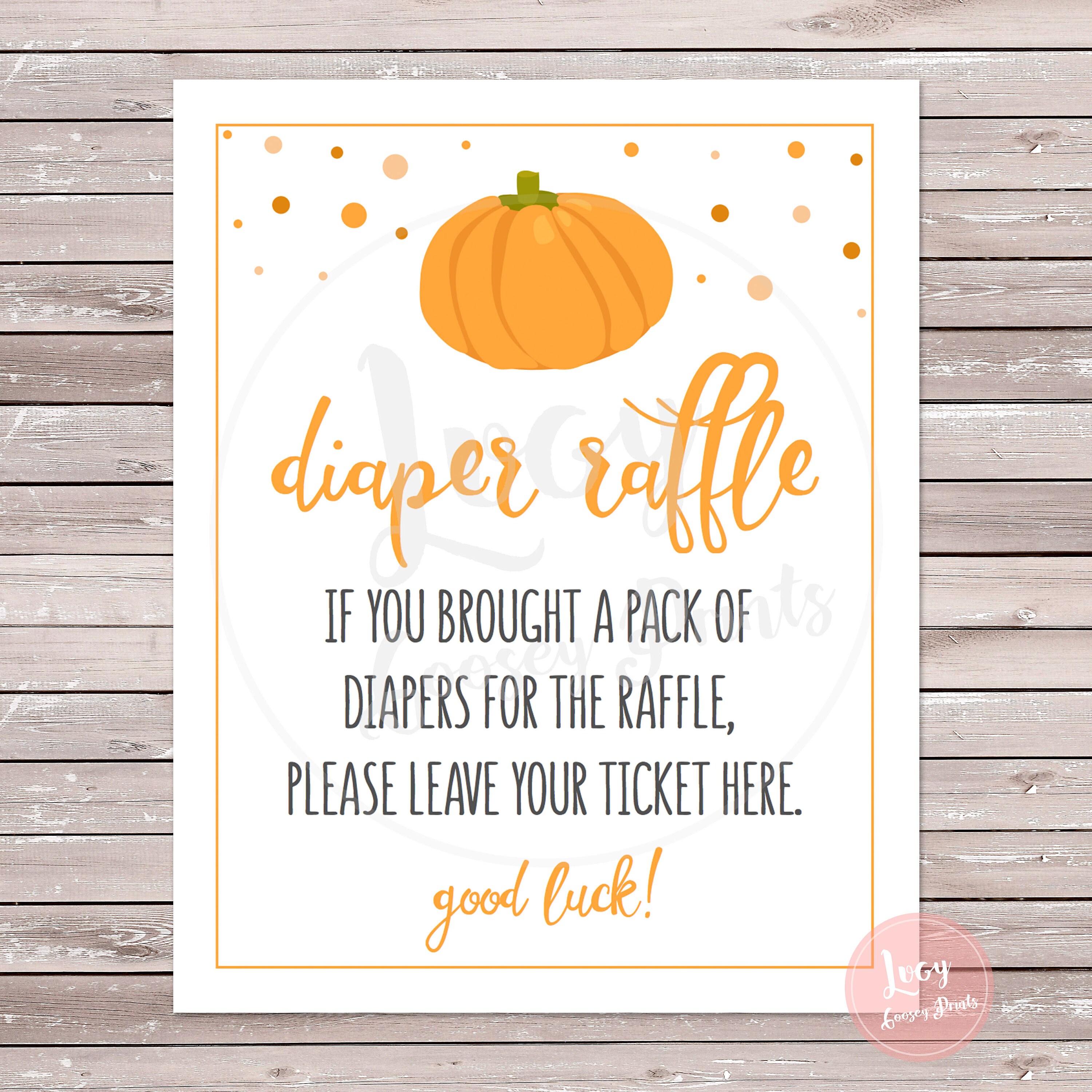 Diaper Raffle Game - Pumpkin / Autumn / Fall Theme - Baby Shower ...