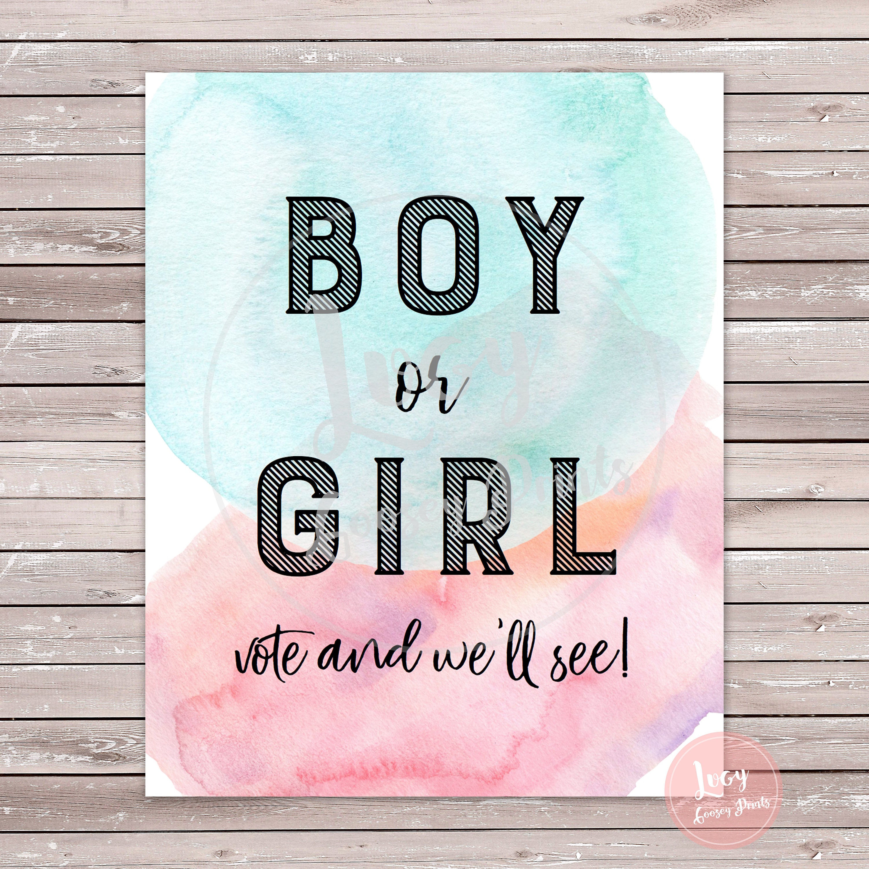 Gender Reveal Sign Instant Download Printable Sign Baby Shower / Baby ...
