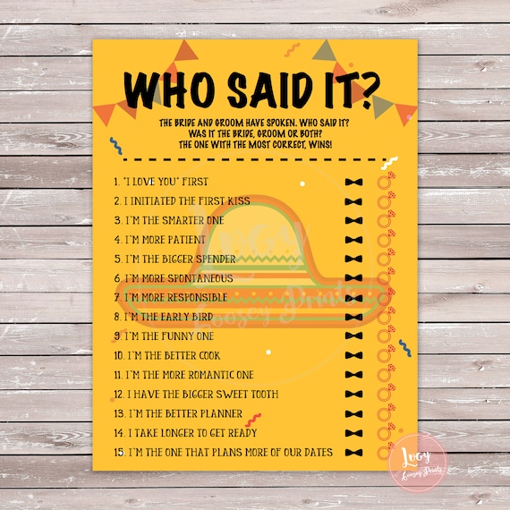 Who Said It Printable Game Instant Download Bachelorette | Etsy