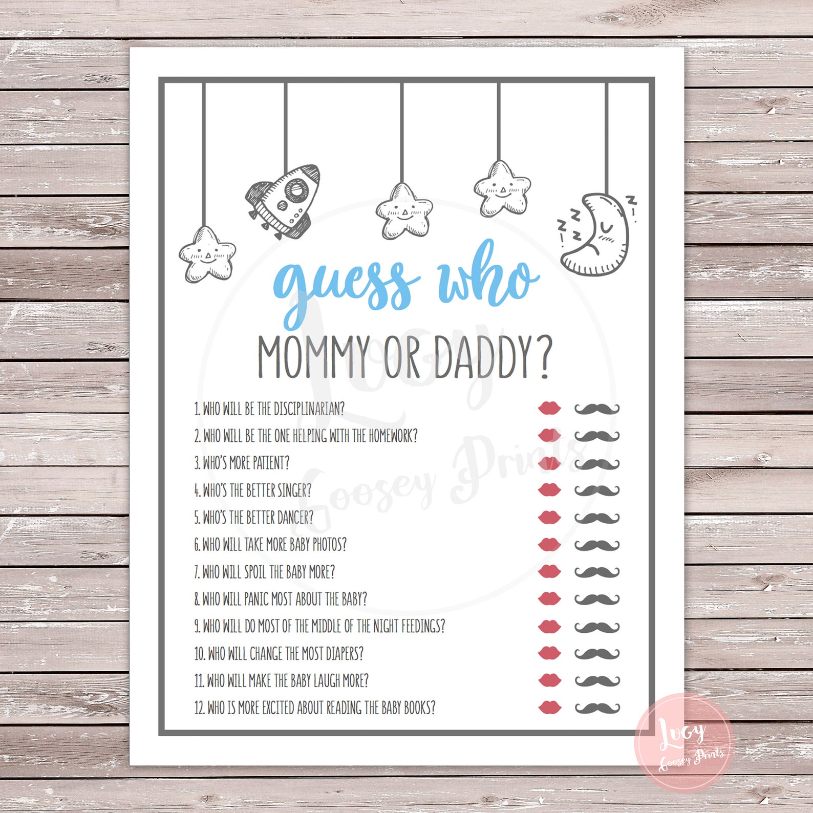 Guess Who Printable Game - Instant Download - Baby Shower Game - Etsy