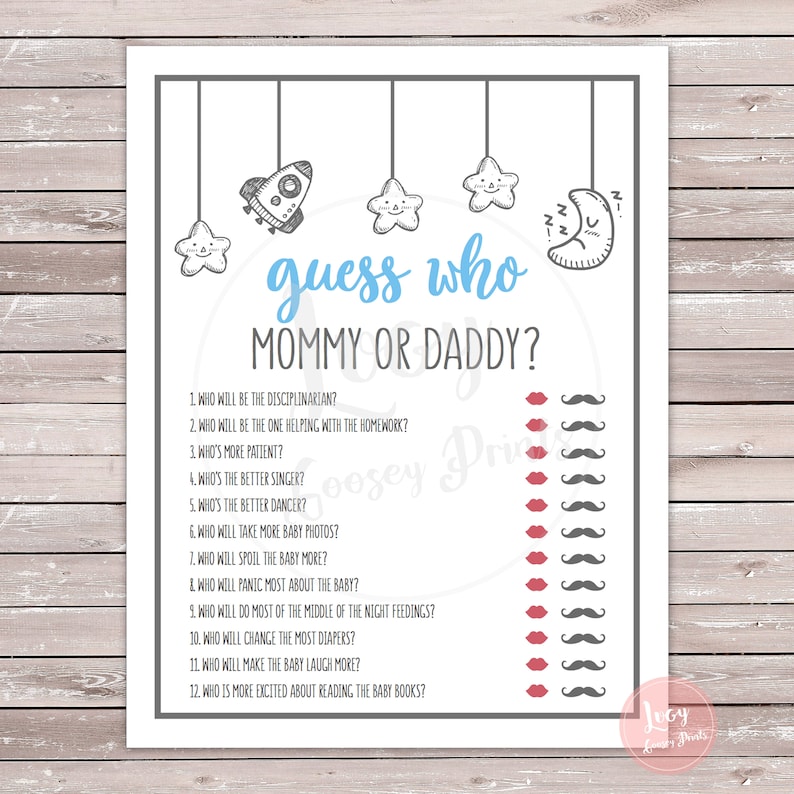 Guess Who Printable Game - Instant Download - Baby Shower Game - Etsy
