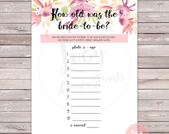 How Old Was the Bride to Be Game Tropical Bridal Shower Game - Etsy