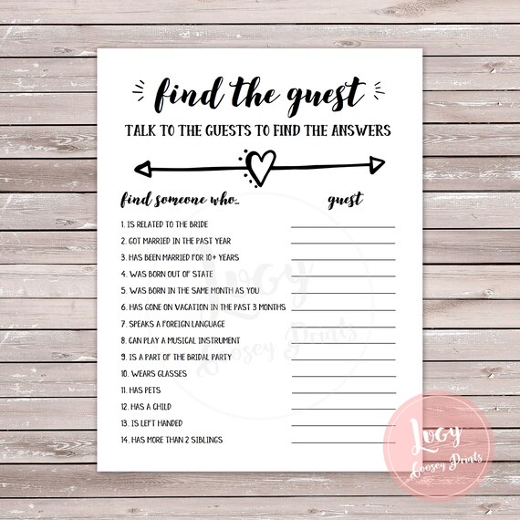 Find the Guest Printable Game Bachelorette Party / Bridal - Etsy