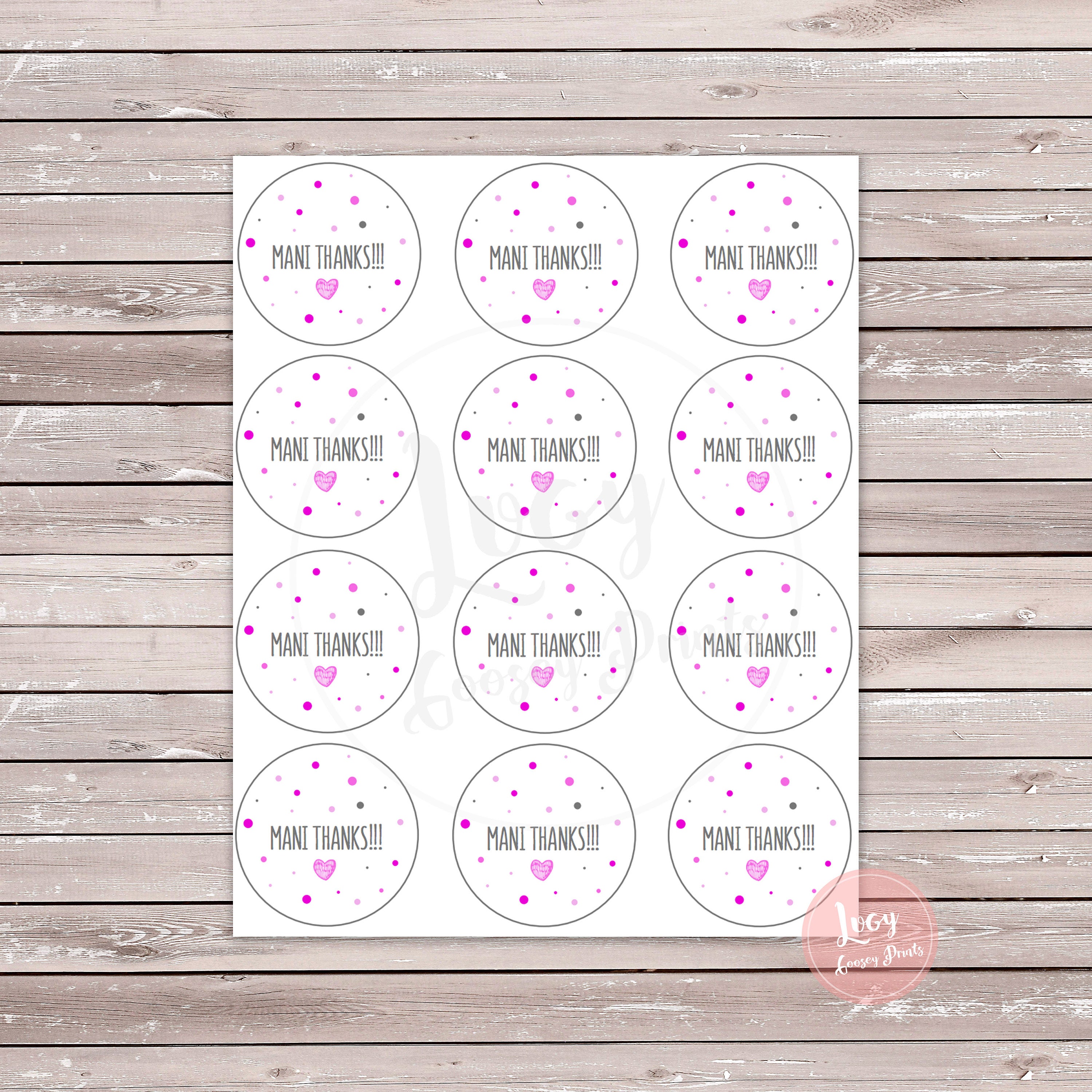 Mani Thanks Printable Favor Tags, Baby Shower / Sprinkle, Bachelorette ...