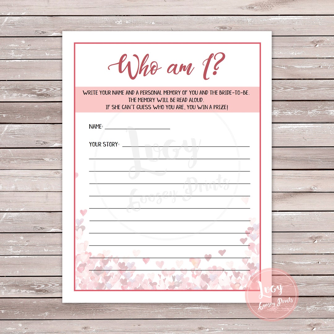 Who Am I - Instant Download - Printable Game - Bachelorette Party ...