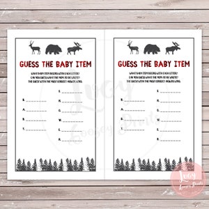 Guess the Baby Item Baby Shower Game - Instant Download - Woodland ...