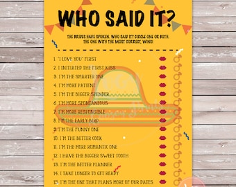 Who Said It Printable Game Instant Download Bachelorette | Etsy