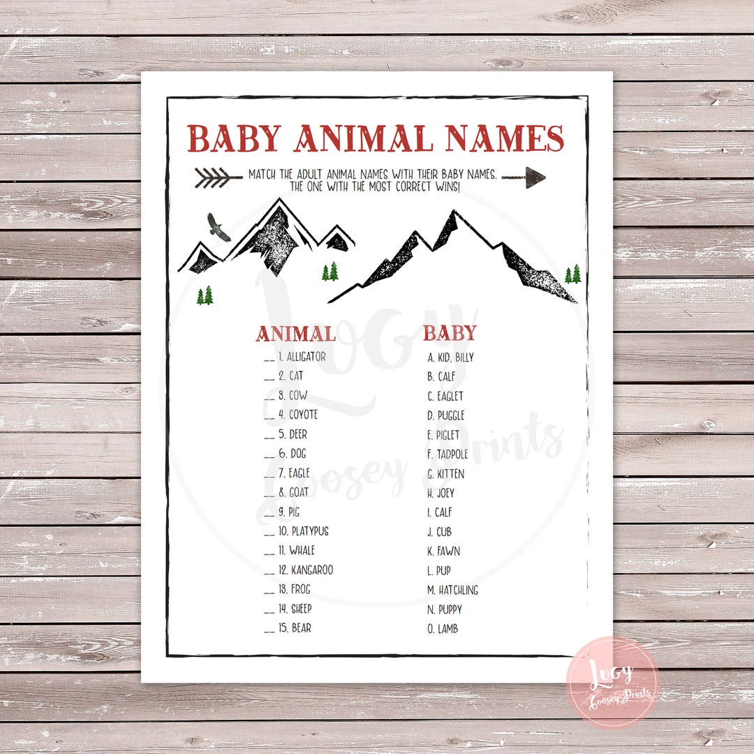 Baby Animal Names - Instant Download - Printable Games - Woodland Baby ...