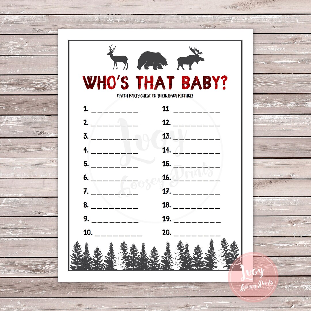 Who's That Baby Printable Game - Instant Download - Baby Shower ...