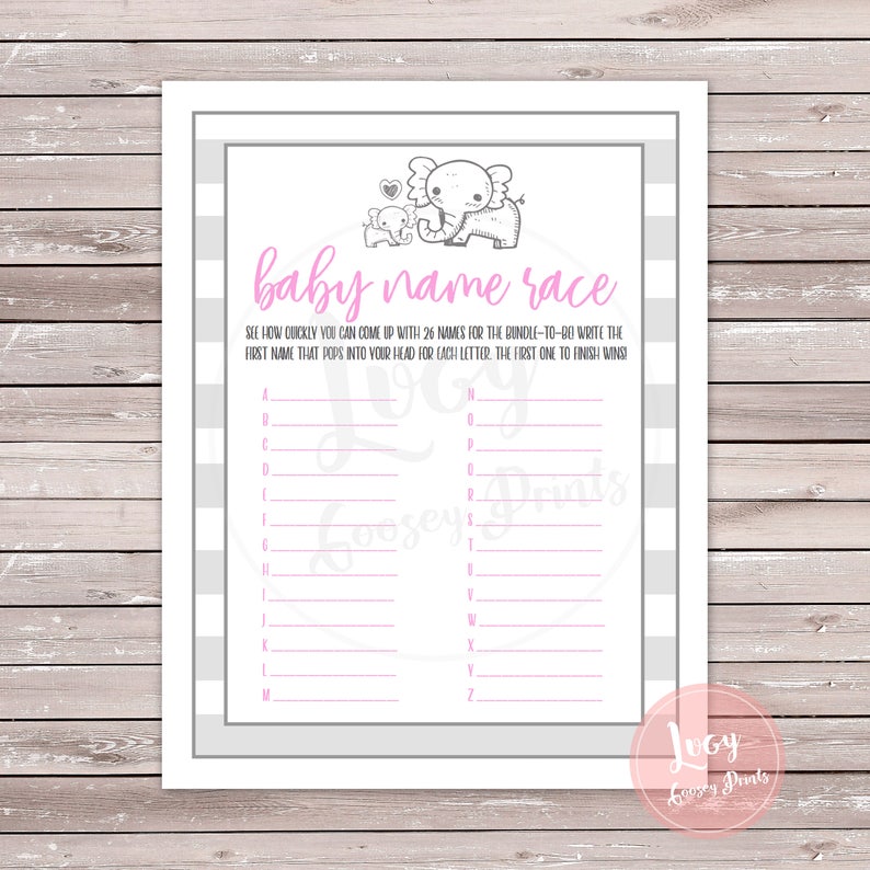 Baby Name Race Printable Game, Instant Download, Baby Shower / Baby ...