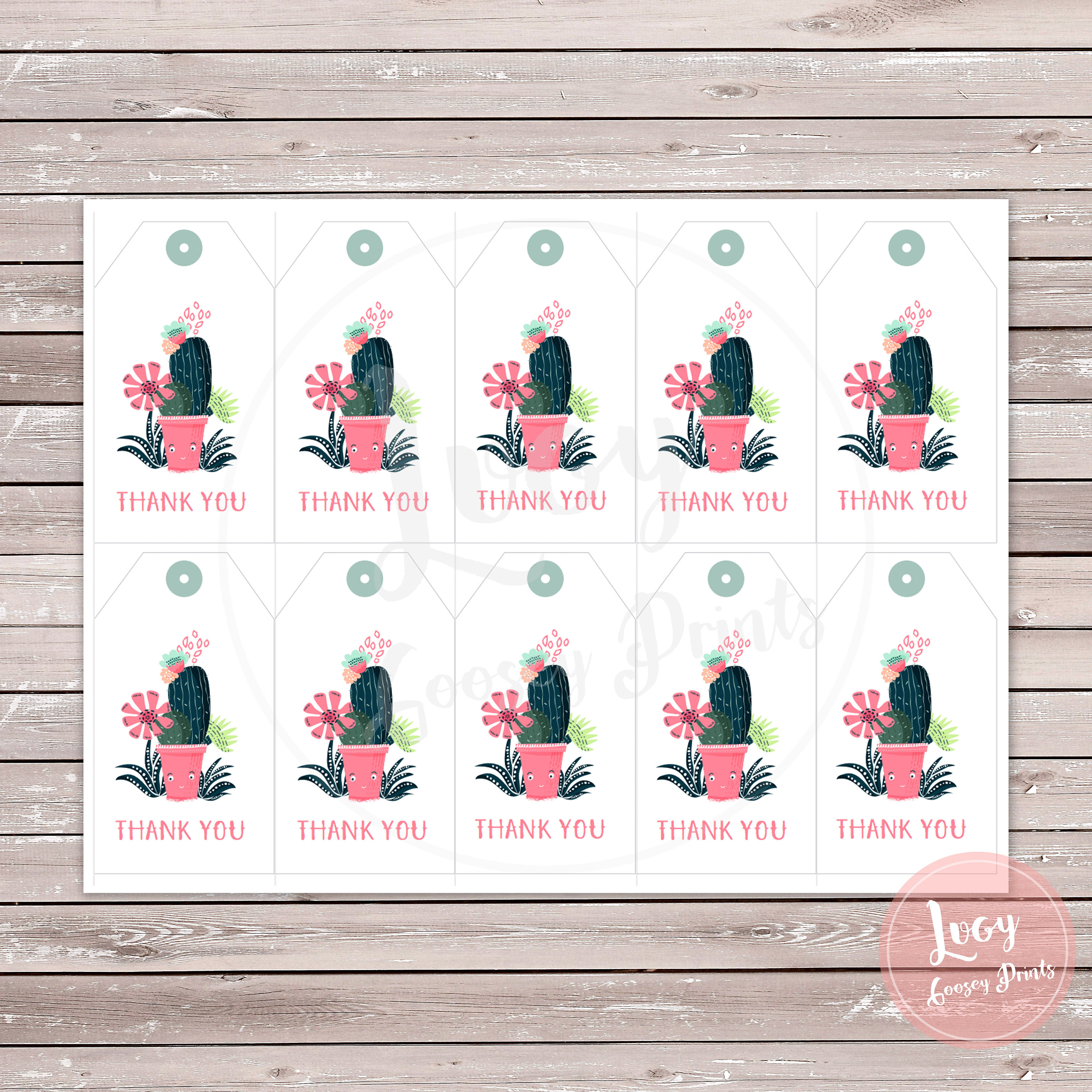 Cactus Themed Thank You Printable Tags. Instant Download. - Etsy