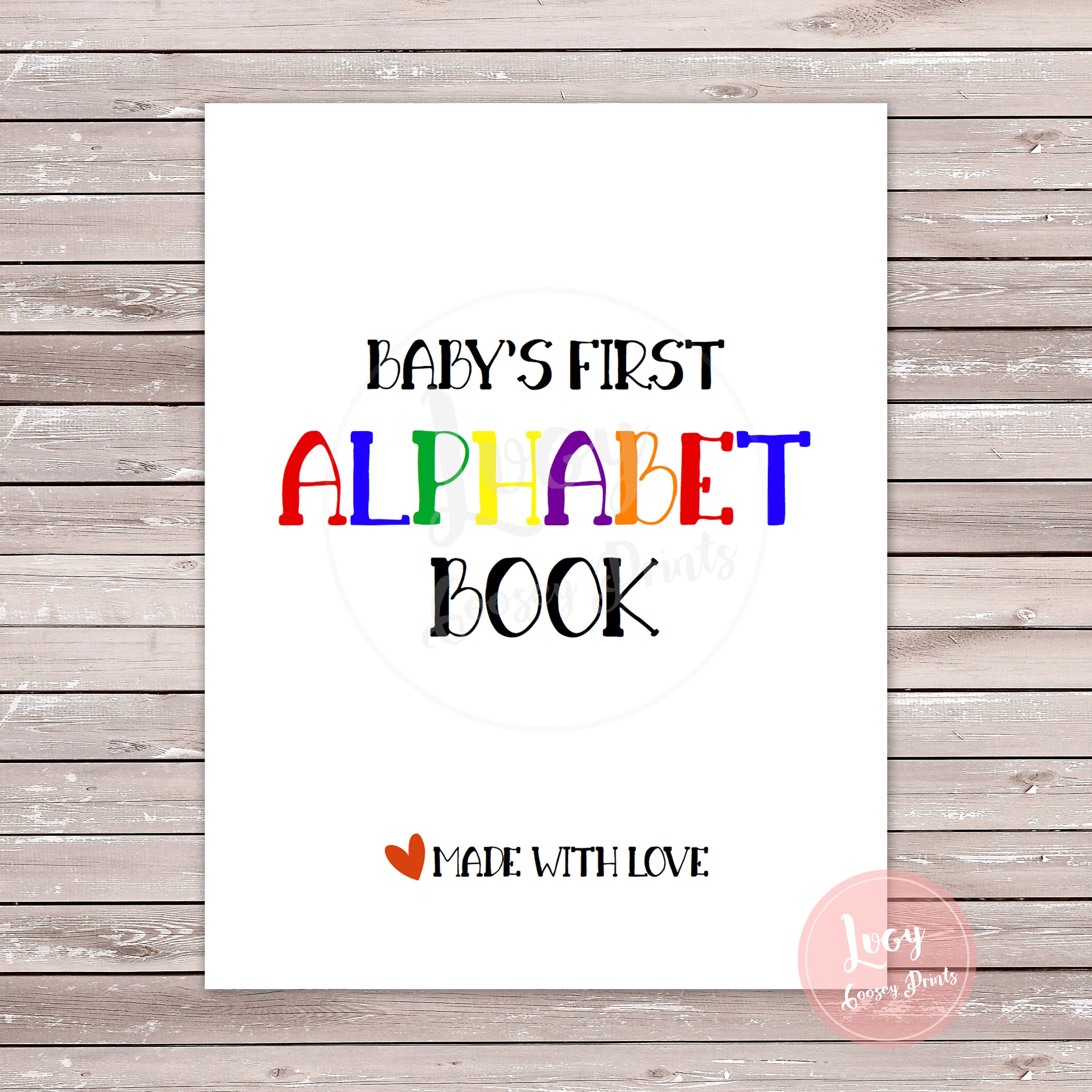 DIY Baby's First Alphabet Book, Colorful, Baby Shower Game / Activity ...