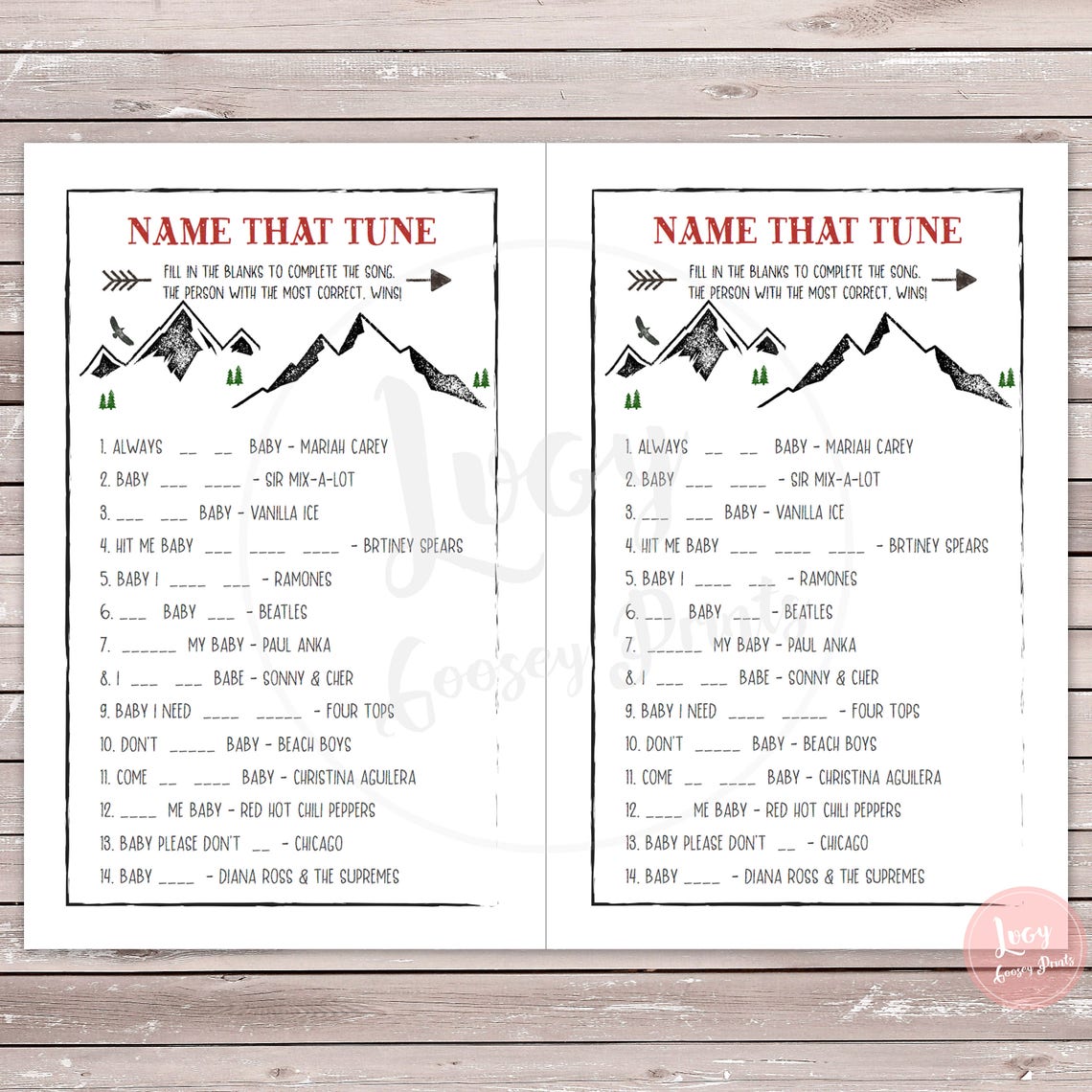 Name That Tune Printable Game - Instant Download - Baby Shower ...